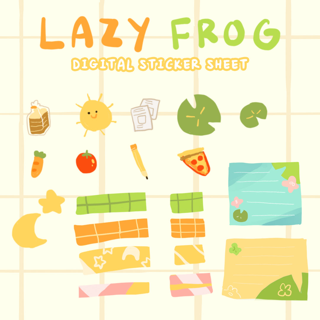 LAZY FROG digital sticker pack – ohmonah